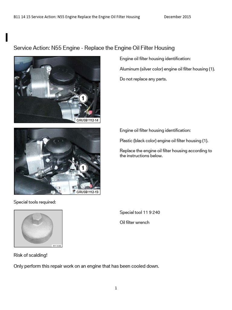 N55 Engine Oil Filter Housing Replacement | PDF | Screw | Engines