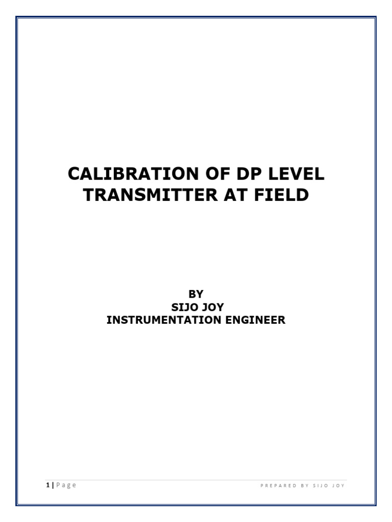 Calibration of DP Level Transmitter | PDF | Calibration | Manufactured ...