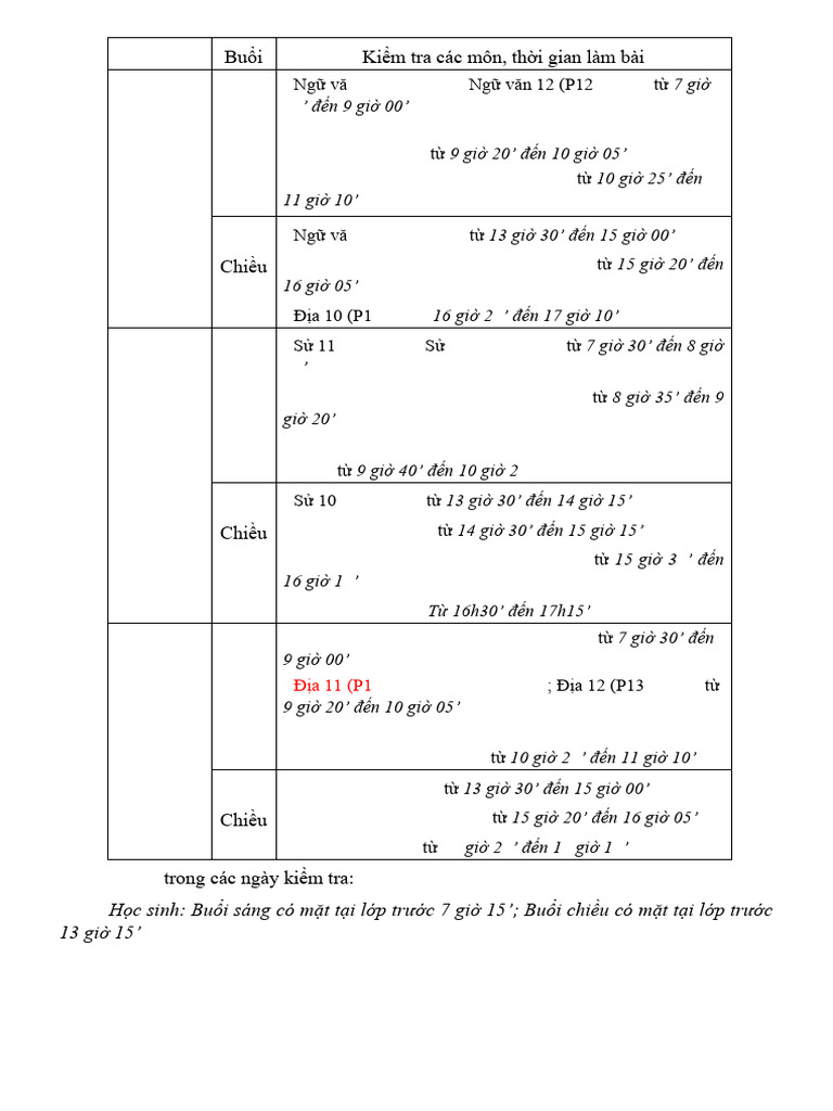 lịch thi 2024 | PDF