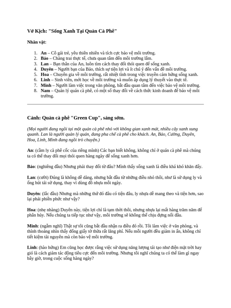 Kịch nhóm 1 tiếng anh 10A8 | PDF