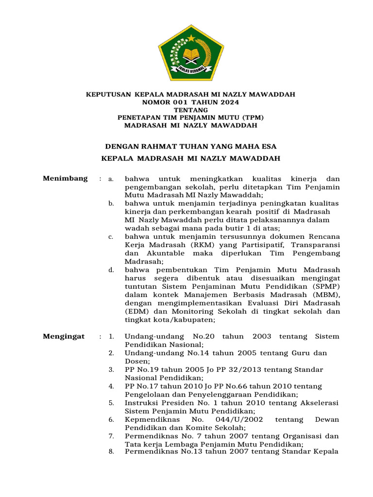 SK Penjamin Mutu | PDF