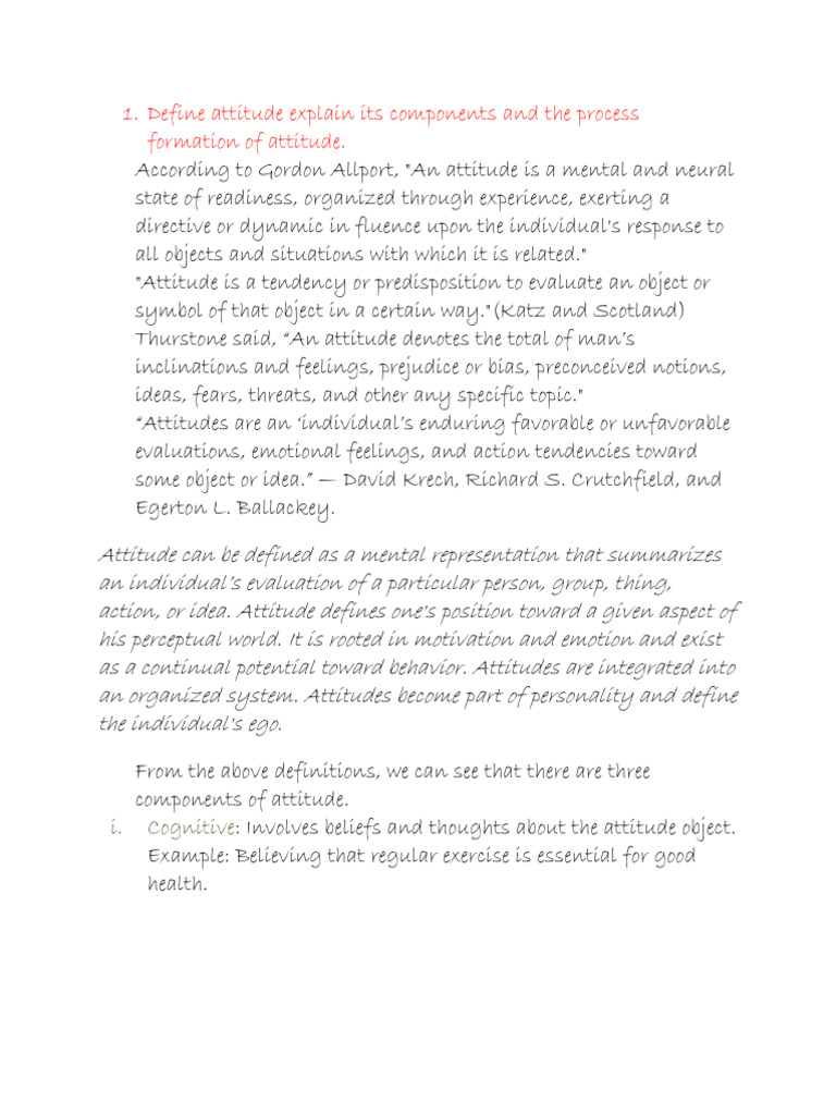 Understanding Attitude Formation and Components | PDF | Attitude ...
