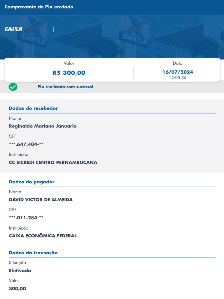 comprovante Pix Reginaldo | PDF