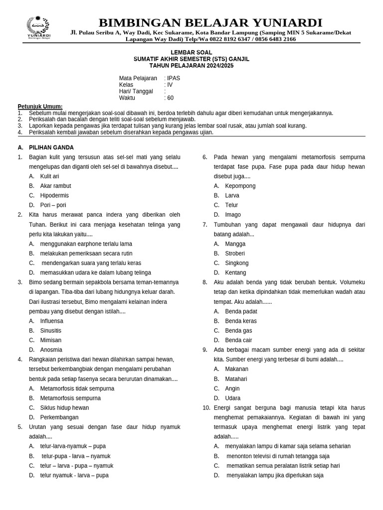 SAS Kelas 4 IPAS | PDF