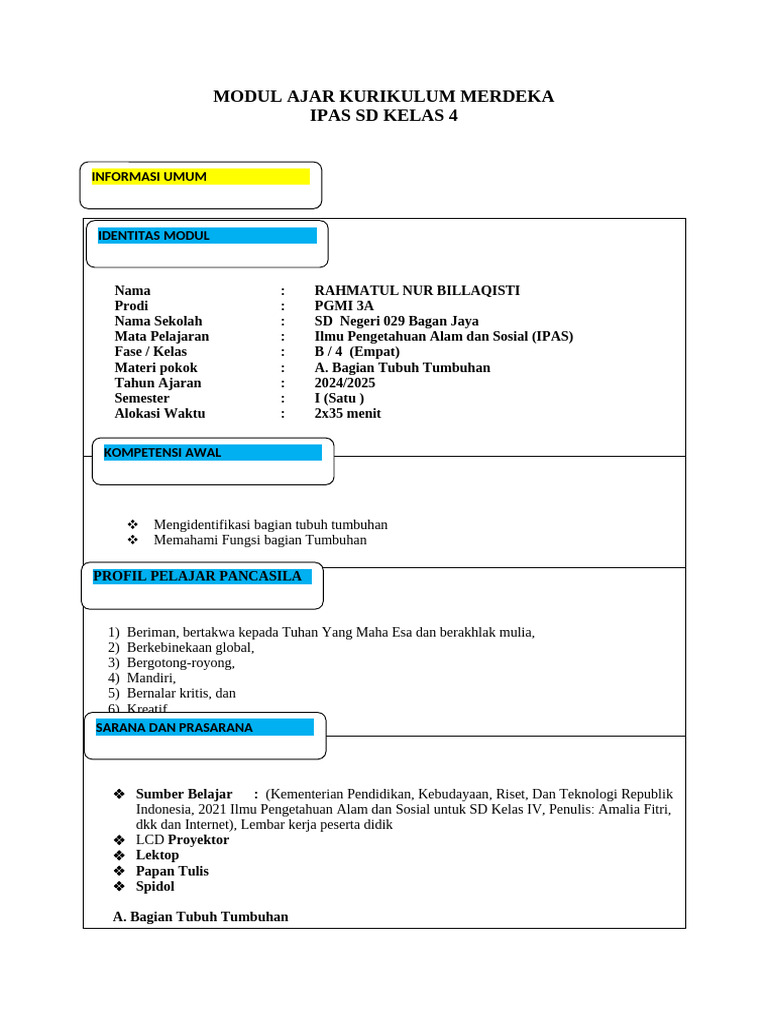 Modul Ajar IPAS Imut | PDF