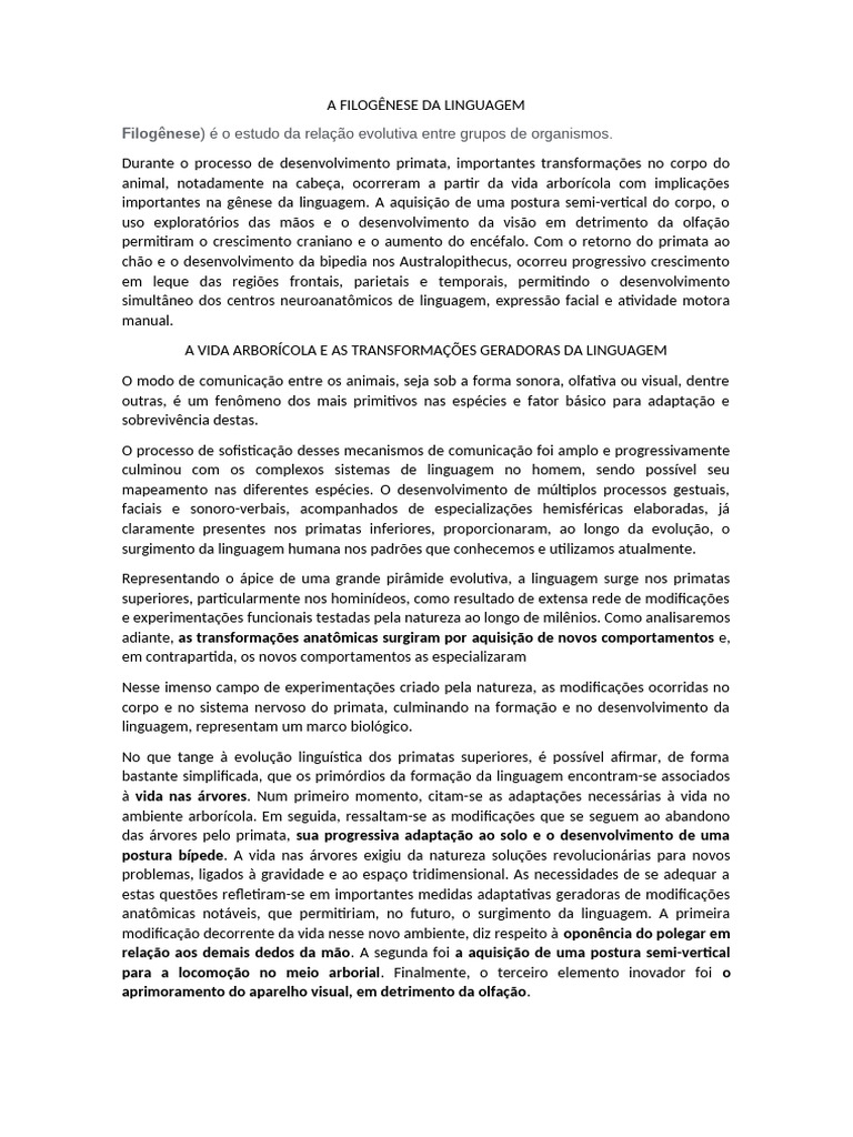 Evolução da Linguagem nos Primatas | PDF | Homo | Humano