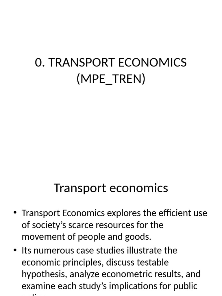 Transport Economics: Key Concepts and Issues | PDF | Price ...