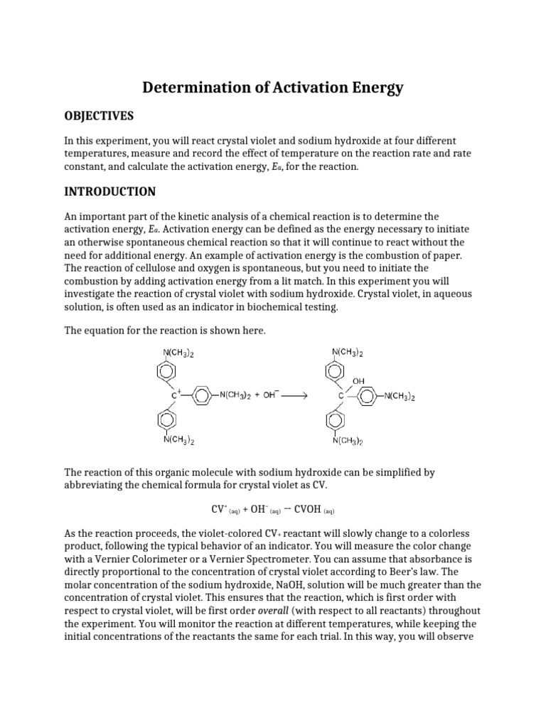 4 - Determination of Activation Energy | PDF | Activation Energy ...