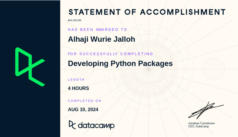Developing Python Packages. Certificate | PDF
