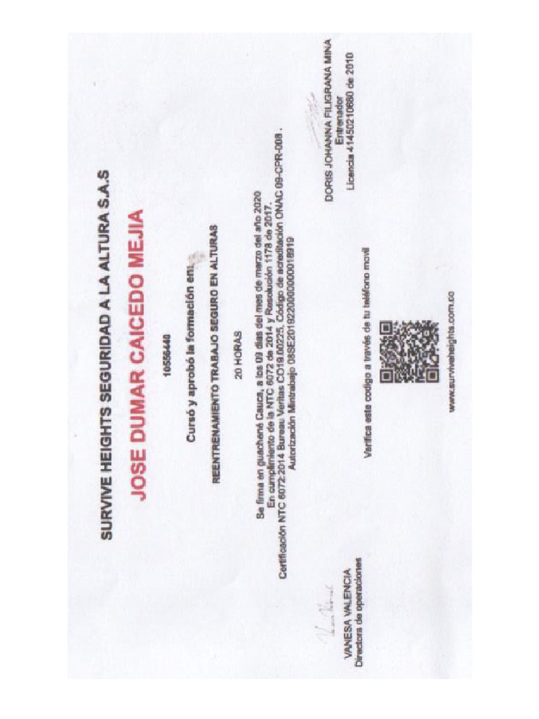 Certificado de Alturas Jose Dumar Caicedo | PDF