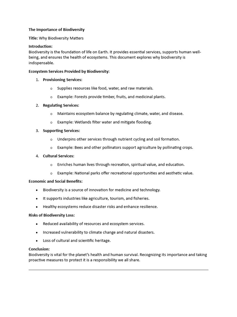 Why Biodiversity is Essential | PDF