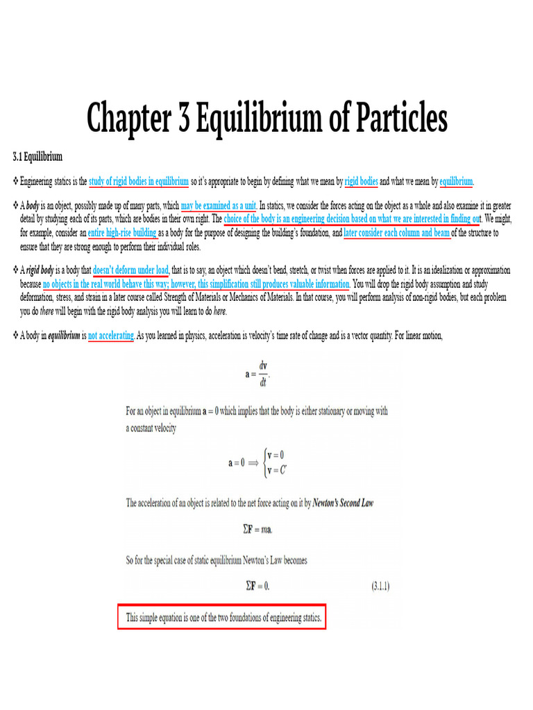Chapter 3 Equilibrium of Particles | PDF | Force | Cartesian Coordinate ...