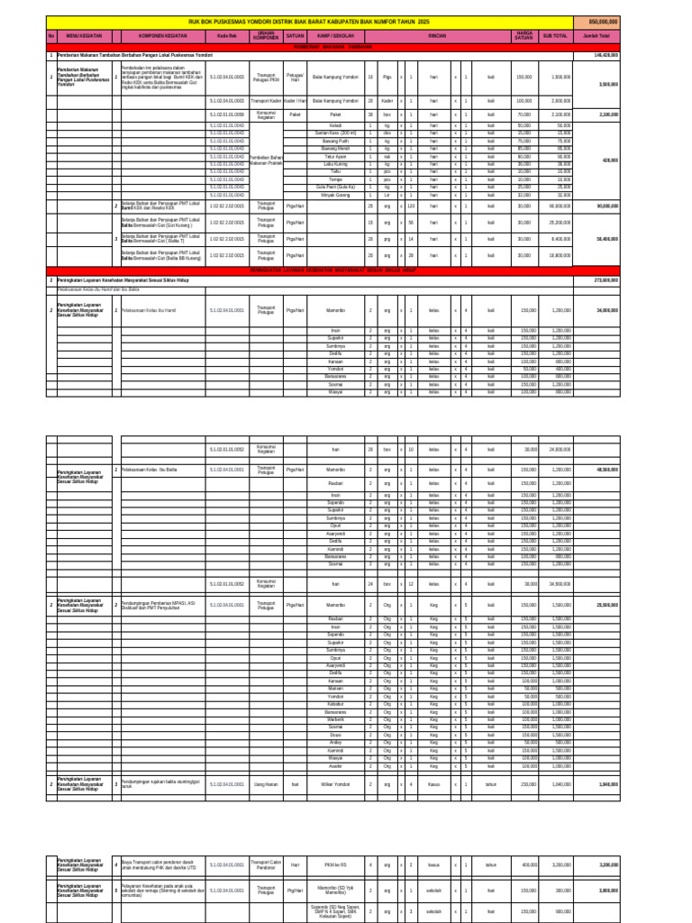 RAB 2025 Revisi Pagu Yomdori 25 Nov 2024 | PDF