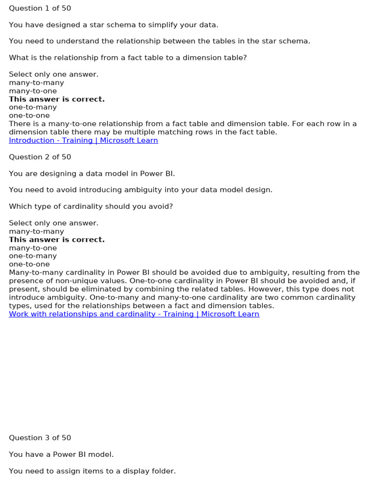 Official Microsoft Assessment For PL300 - 03 | PDF | Microsoft Sql ...