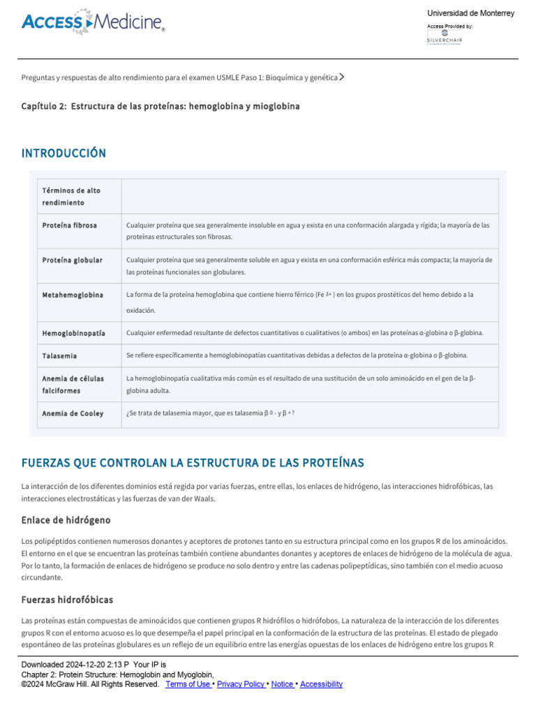 Chapter 2 - Protein Structure - Hemoglobin and Myoglobin | PDF ...