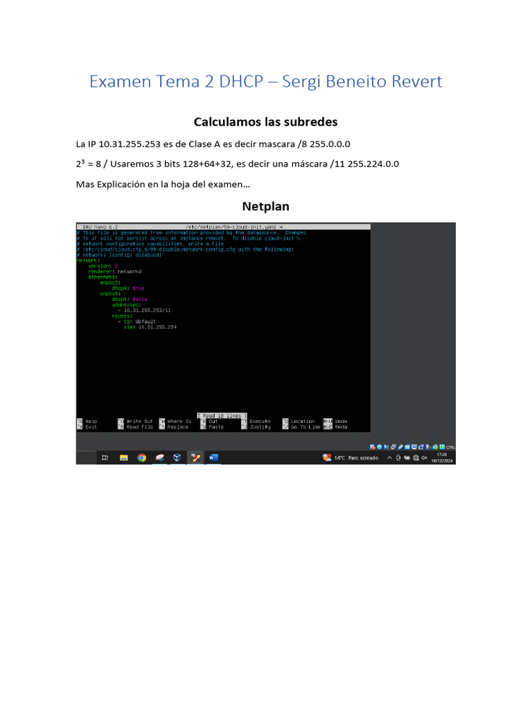 Examen Tema 2 DHCP | PDF