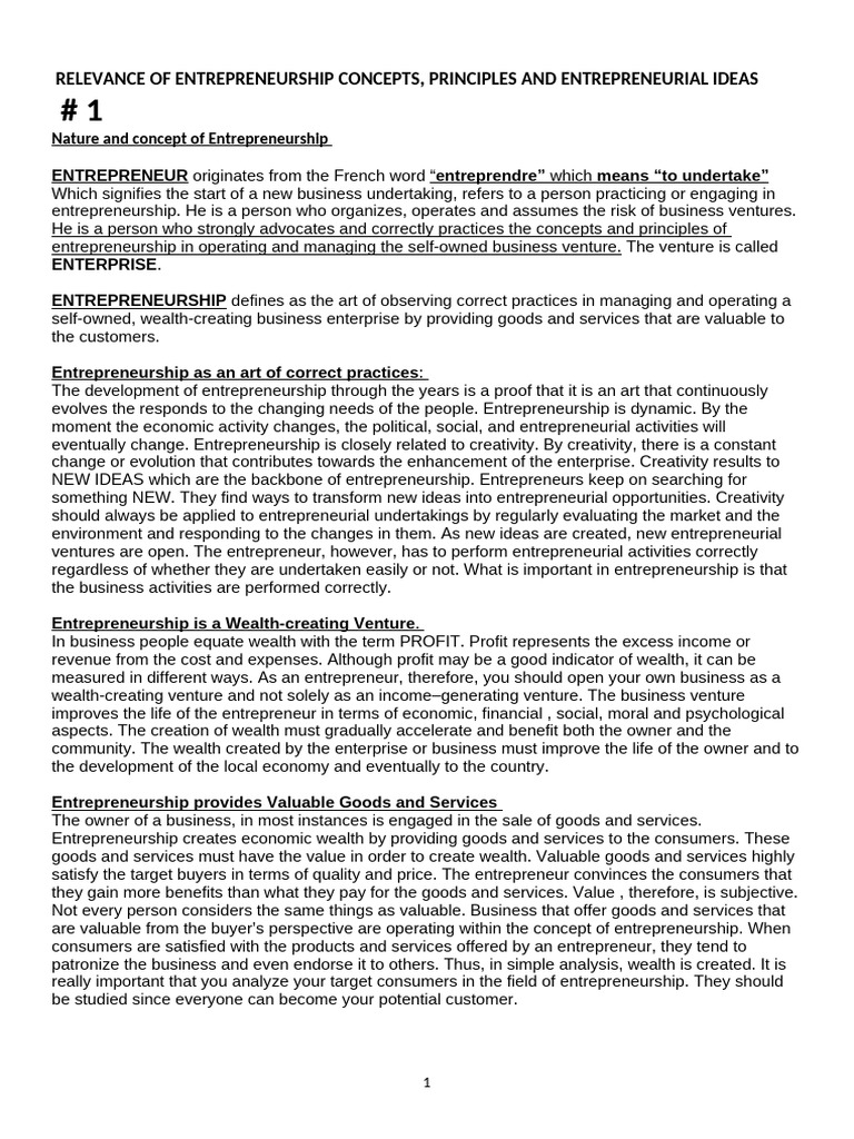 ENTREP-NOTES-Q1-1 | PDF | Entrepreneurship | Wealth