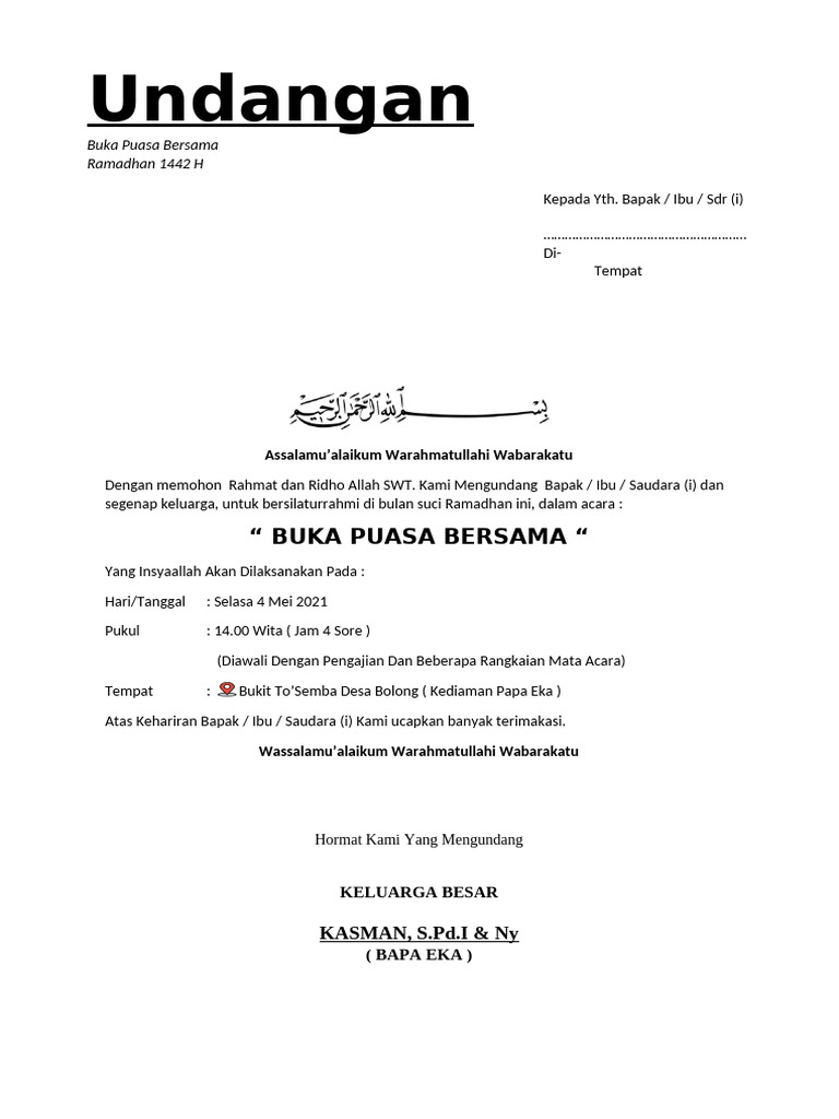 Undangan Bukber | PDF