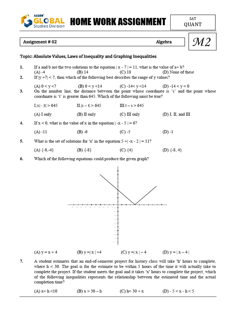 M 07A-Quant Home Work Assignment | PDF | Mathematics | Algebra