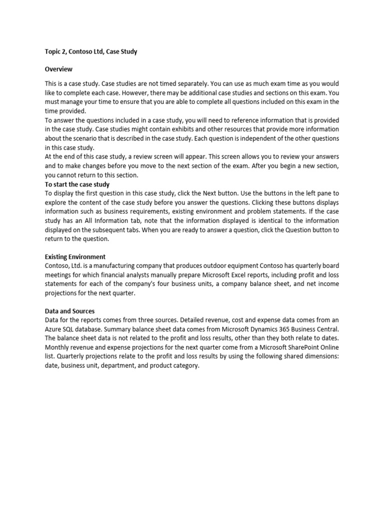 Contoso Case Study | PDF | Income Statement | Balance Sheet