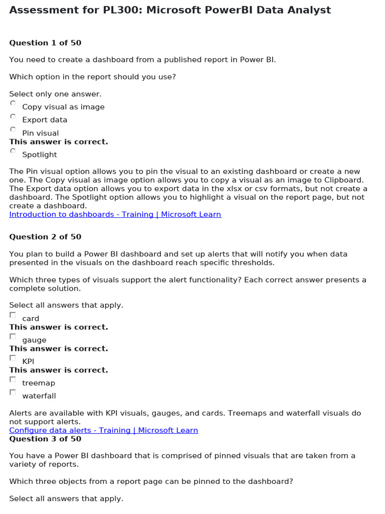 PL300 - Data Analyst - Practice Questions | PDF | Chart | Databases