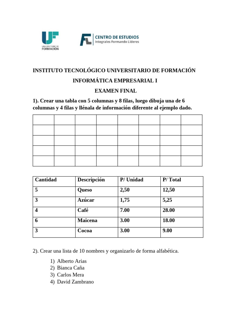 Examen Final Informatica Empresarial I | PDF | Internet | Ingeniería ...