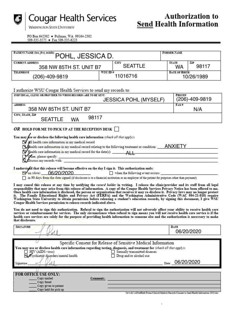 Authorization for Health Information Release | PDF | Medical Record ...