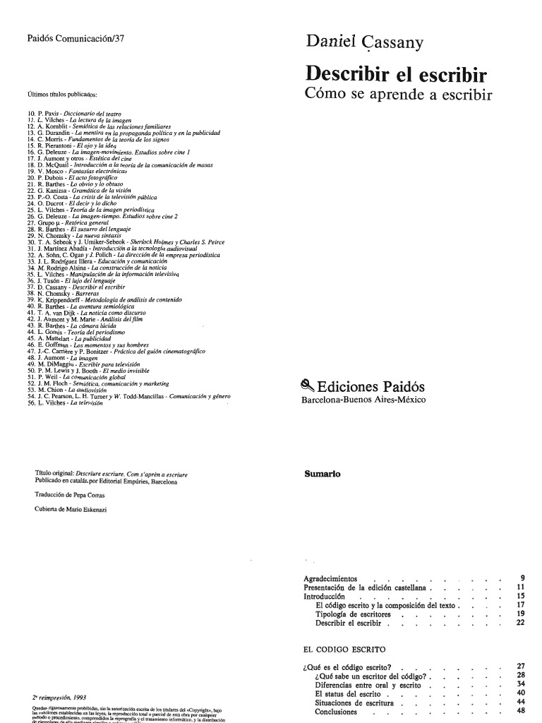 Daniel Cassany - Cap 1 - Que Es El Codigo Escrito | PDF