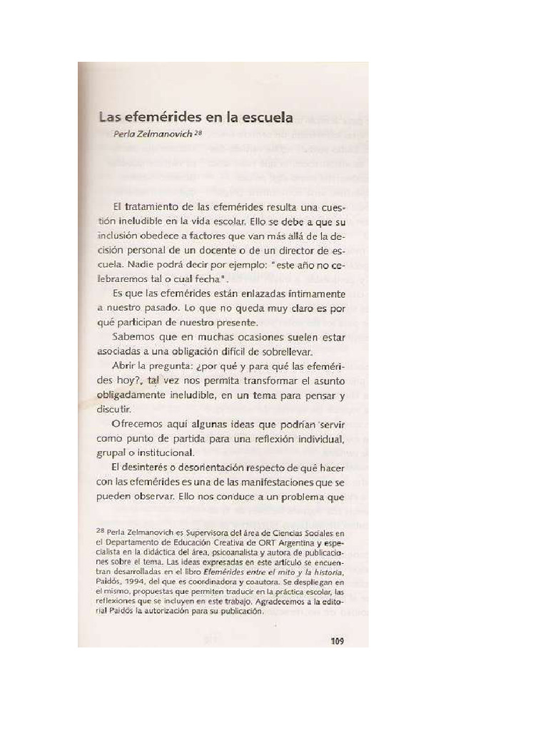 Las Efemérides en La Escuela Perla Zelmanovich | PDF