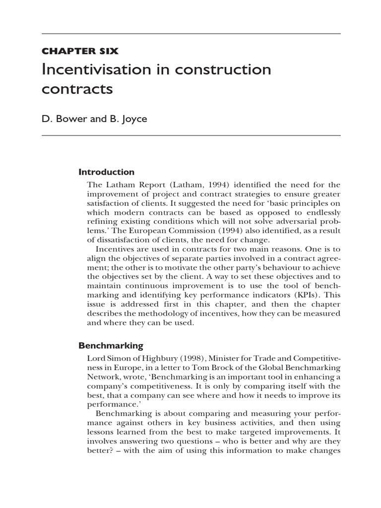 Bower Joyce 2015 Chapter Six Incentivisation in Construction Contracts ...