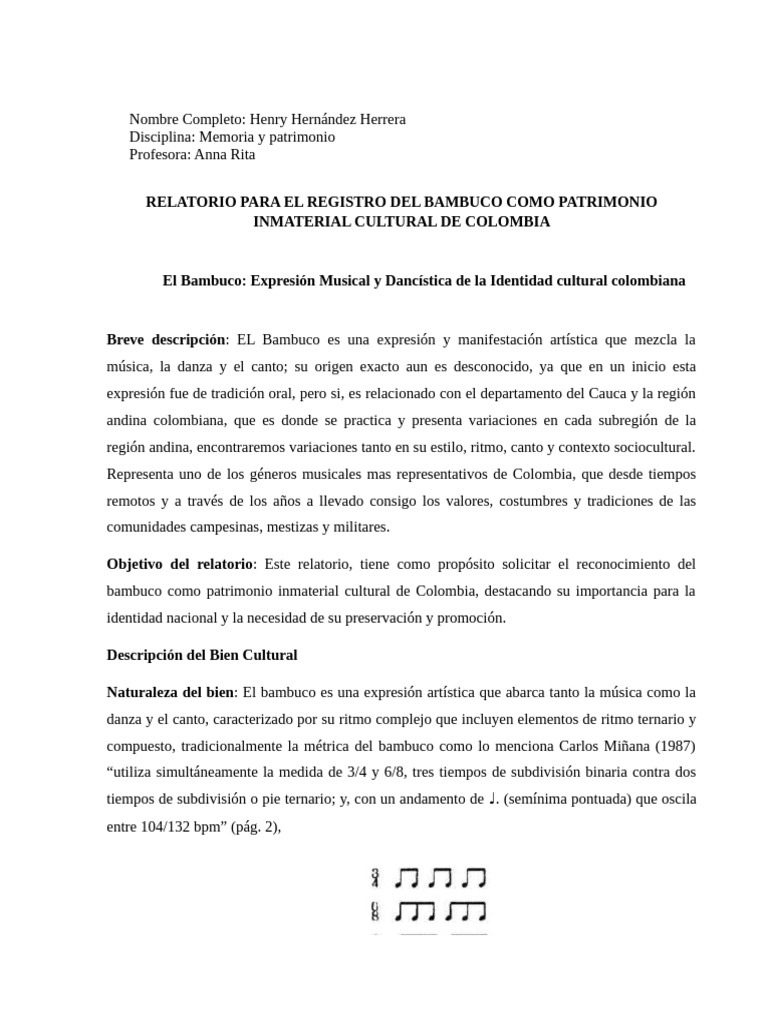 Bambuco: Patrimonio Cultural de Colombia | PDF | Colombia ...