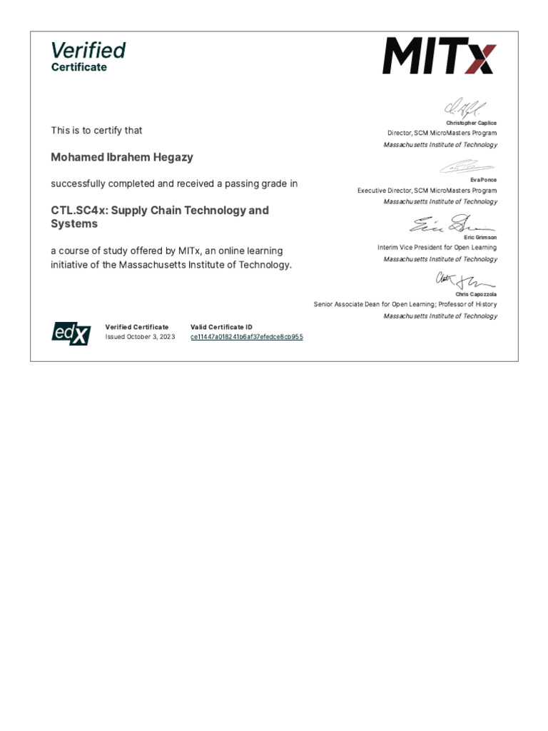 MITx CTL - sc4x Certificate - EdX | PDF