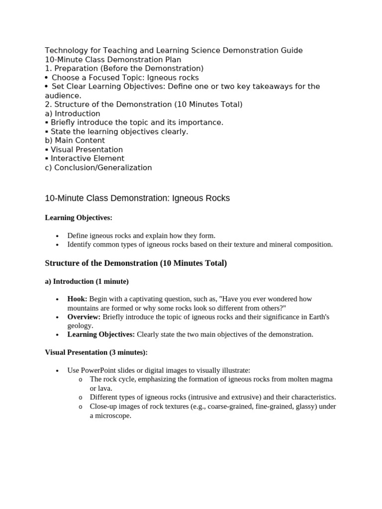 Technology for Teaching and Learning Science Demonstration Guide | PDF