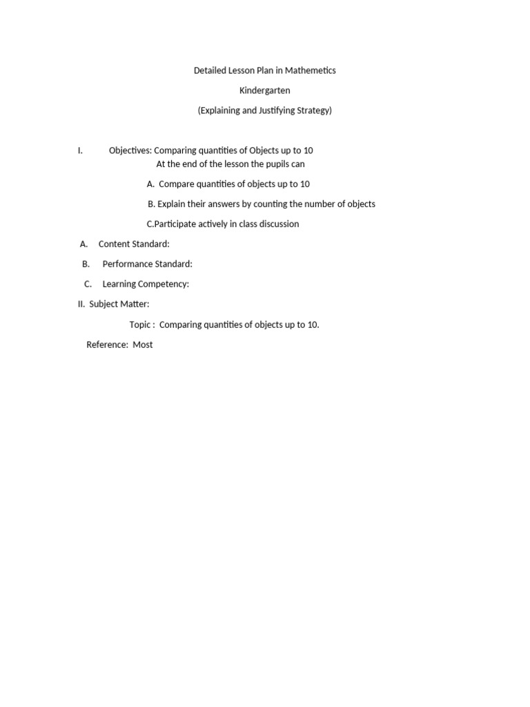 Lesson Plan in Math Demo LITERACY and NUMERACY | PDF