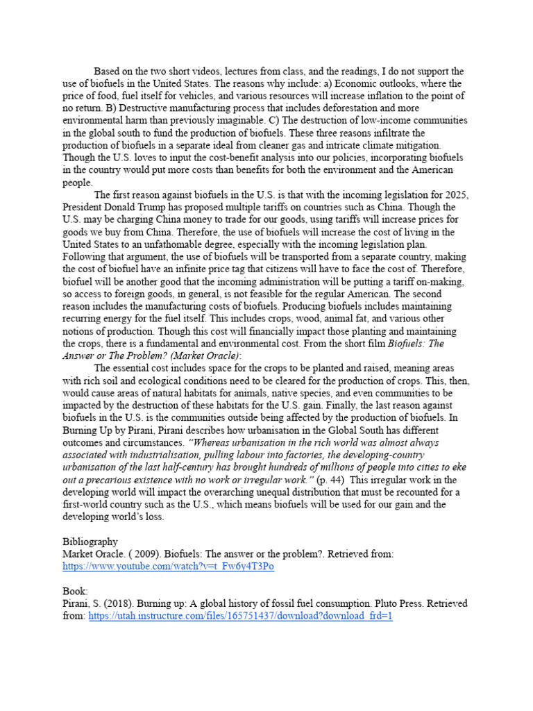 Individual Online Commentary Pdf Cost Of Living Biofuel