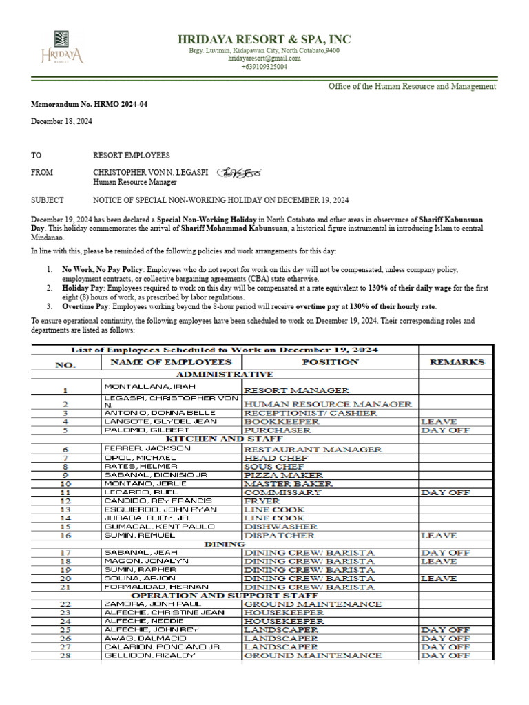 December 19, 2024 Holiday Notice | PDF