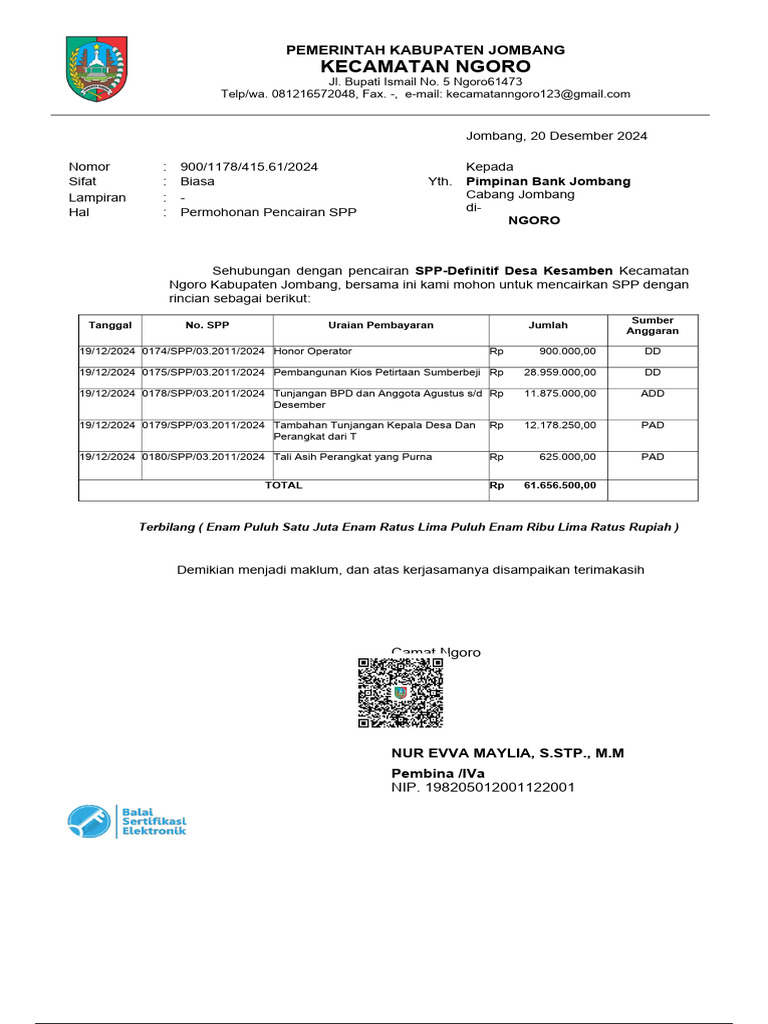 20241220153007SPP Definitif Desa Kesamben 20 Des 2024 | PDF