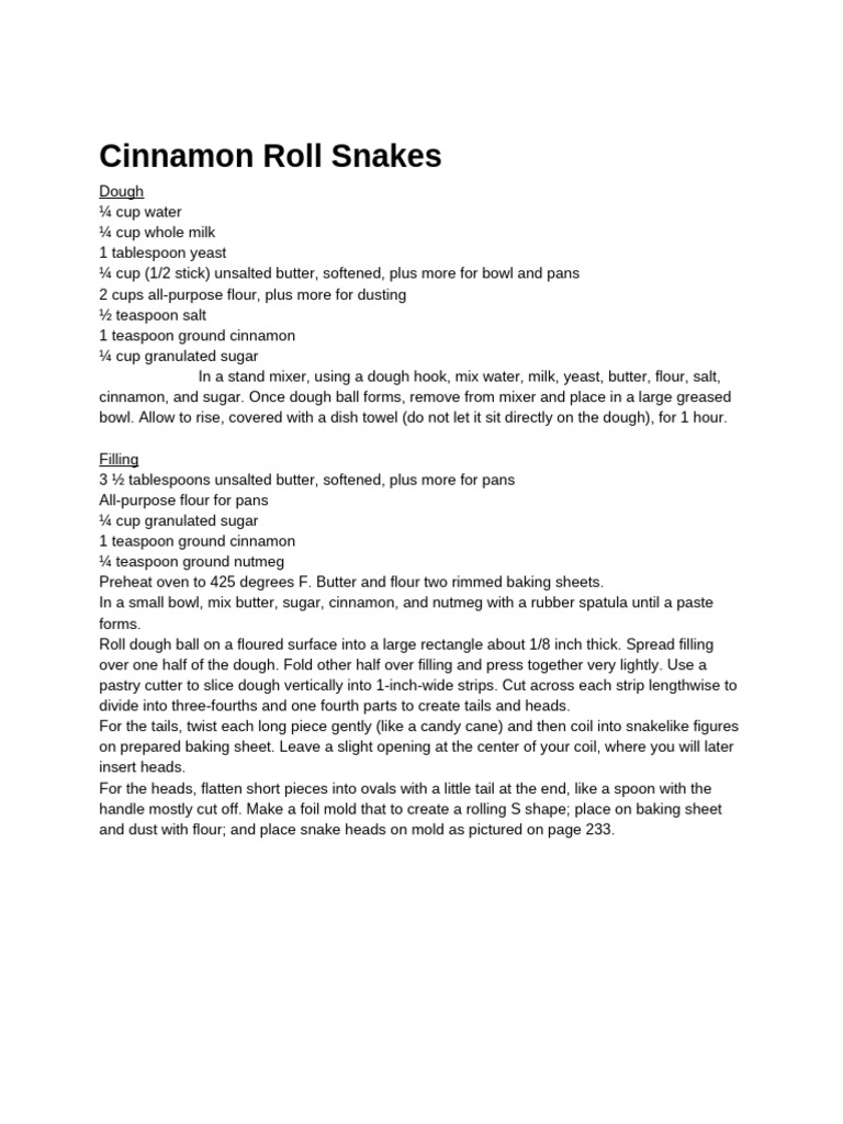 Cinnamon Roll Snakes | PDF
