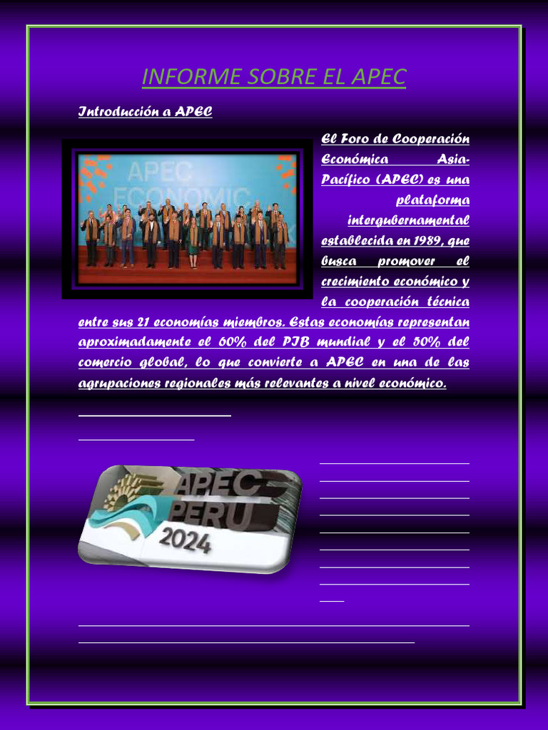 Informe Sobre El Apec | PDF | Cooperacion economica Asia Pacifico ...