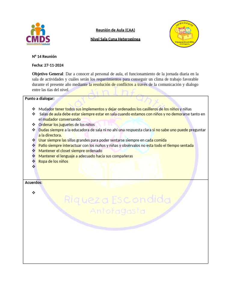 Reunión de Aula Caa 2024 N°14 | PDF