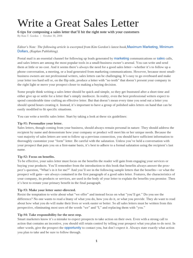 6 Tips for Writing Effective Sales Letters | PDF | Human Communication