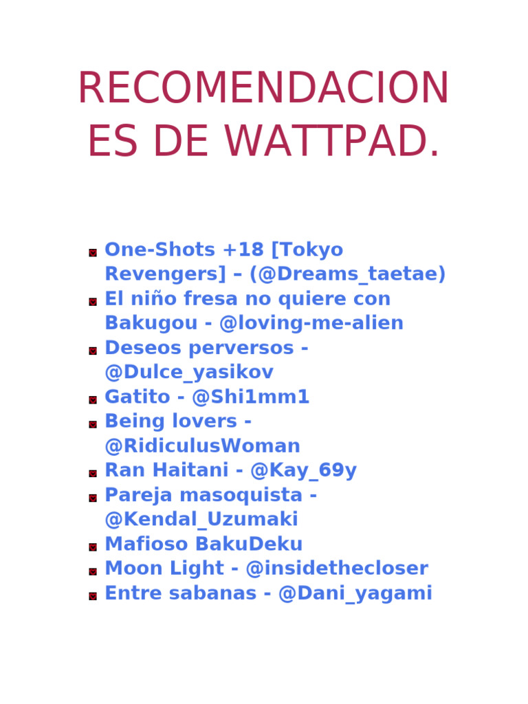 Recomendaciones de Wattpad | PDF