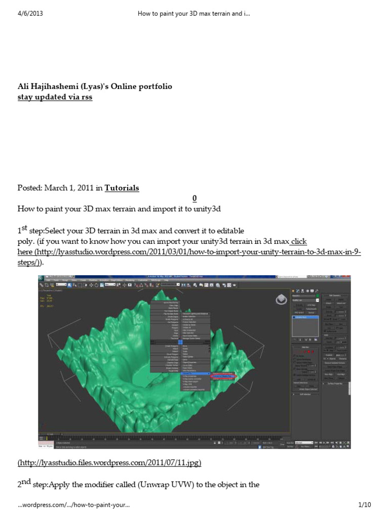 How to paint your 3D max terrain and import it to unity3d _ lyasstudio | PDF | 3 D Computer Graphics
