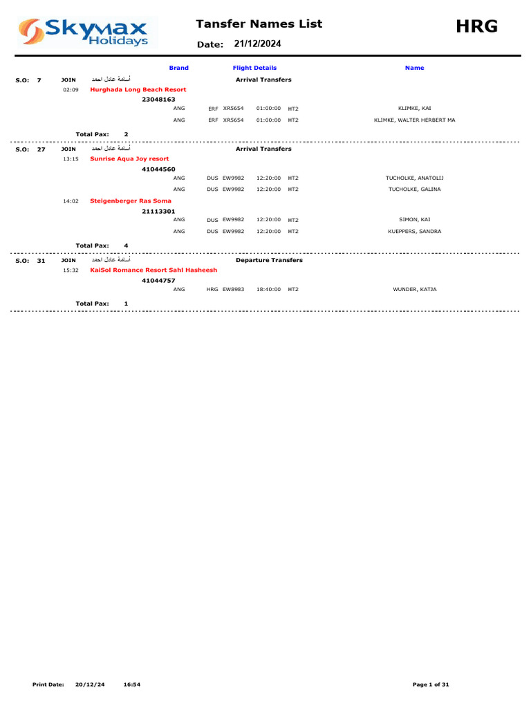Arr & Dep Names 21 Dec 24 | PDF