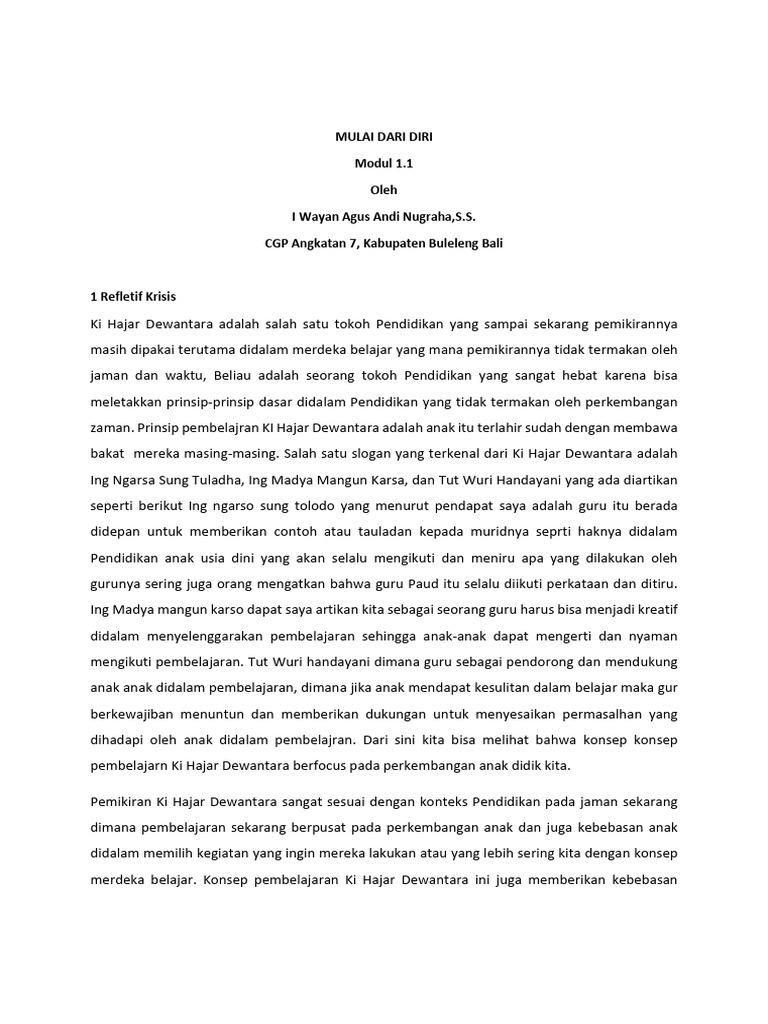 Modul 1.1 Mulai Dari Diri-I Wayan Agus Andi Nugraha, S.S. | PDF
