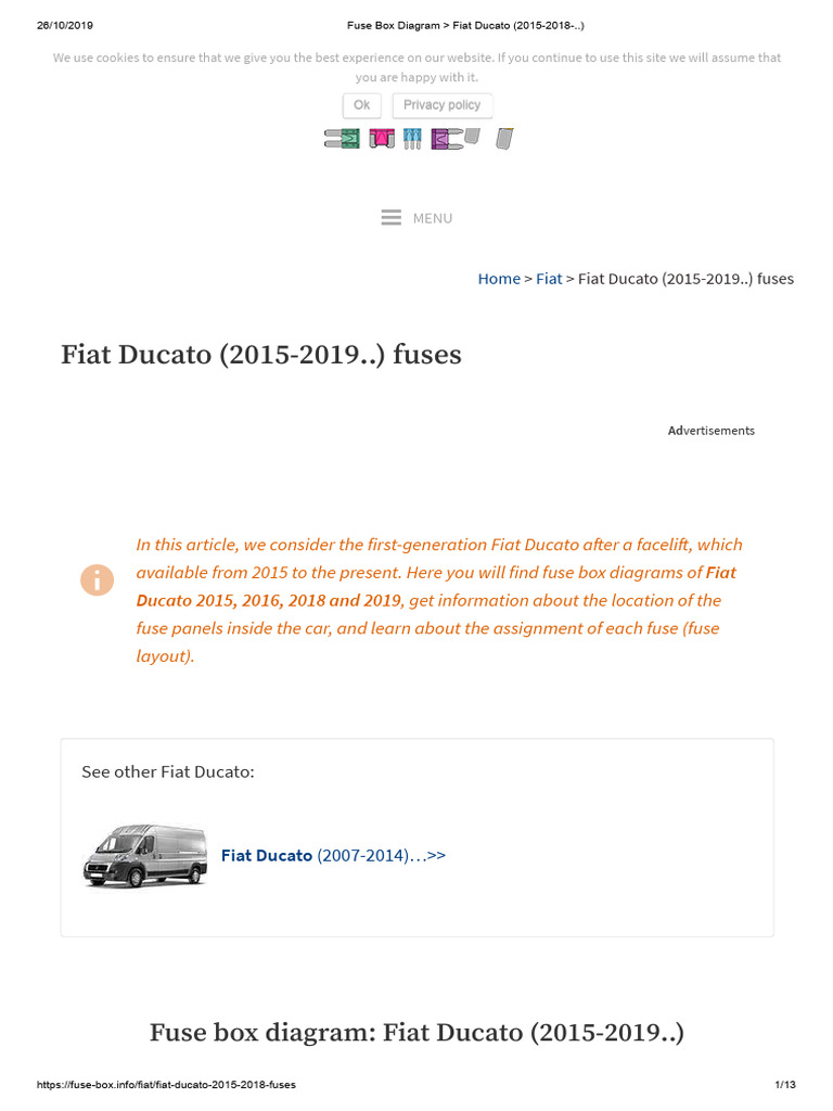 Fuse Box Diagram - Fiat Ducato (2015-2018-..) | PDF | Fuse (Electrical ...
