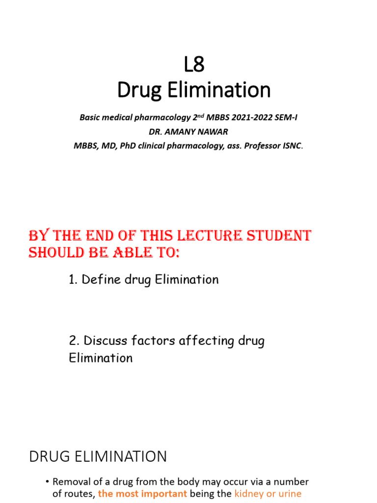 Understanding Drug Elimination Processes | PDF | Medical Specialties ...