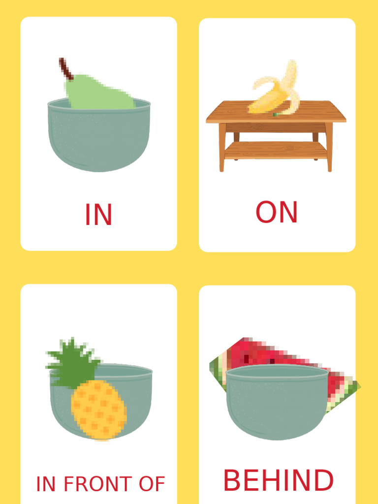 Colorful ESL English Prepositions of Place Flashcards | PDF