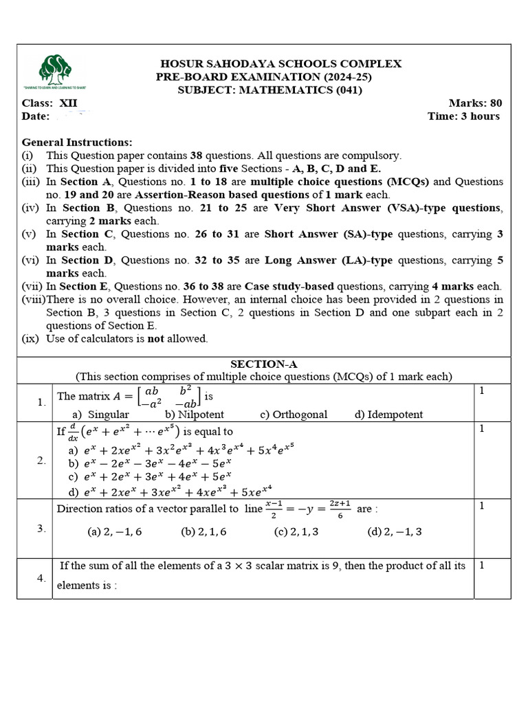 Mathematics Qp - Set 2 | PDF | Length | Equations