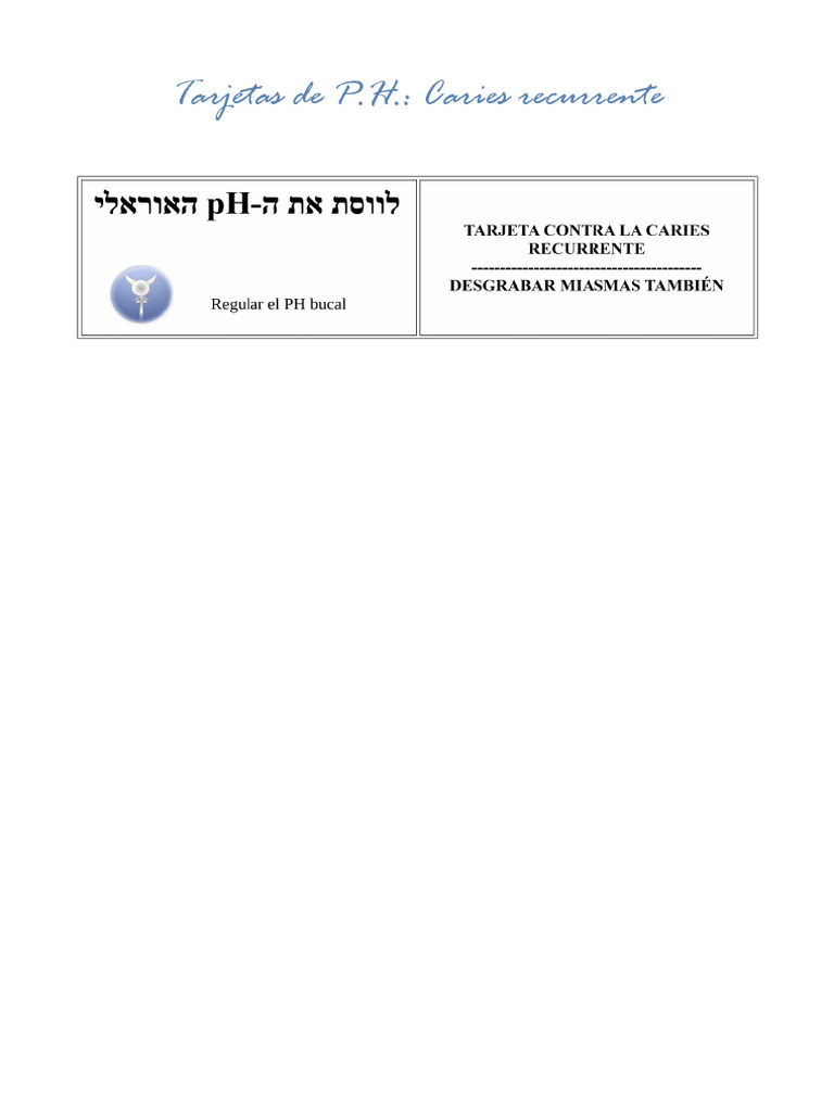 Tarjetas de PH-Caries Recurrente | PDF